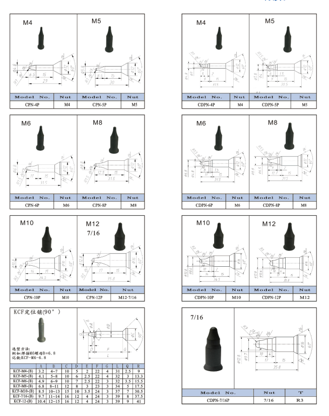 M4 / M5 / M6 / M8 Black Surface KCF Locating Pin For Nut Welding / Resistance Welding
