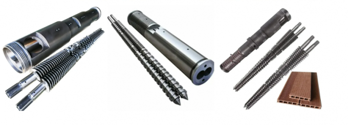 Bimetallic Nitride Conical Twin Screws WPC PVC PE Industry / Extruder ...