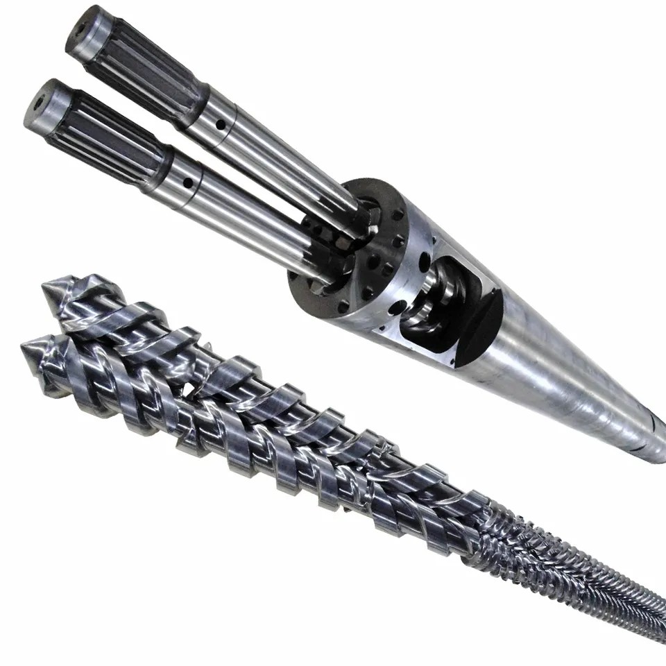 Bimetallic / Nitrided Conical Twin Extruder Screws And Barrels For WPC ...