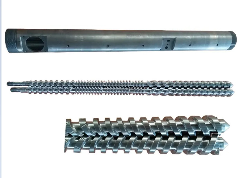 Bimetallic / Nitrided Conical Twin Extruder Screws And Barrels For WPC PVC PE Industry